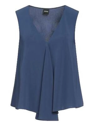 Aspesi Sleeveless V-neck Crepe Top - Navy