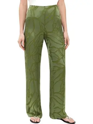 Cult Gaia Sara Floral Print Silk Pants - Deep Pasture