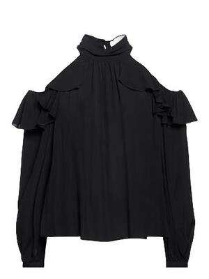 KAOS Ruched Crepe Top - Black