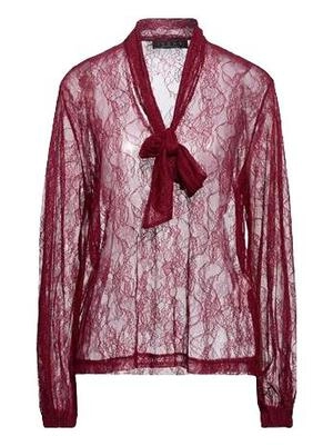 KAOS Lace Blouse With Tie Detail - Burgundy