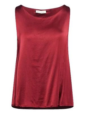 MANILA GRACE Sleeveless Crewneck Top In Satin - Red