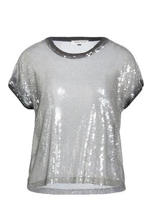 MANILA GRACE Sequined Crewneck Short Sleeve Top - Grey