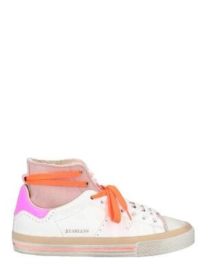 HIDNANDER High-top Sneakers In Leather And Textile Fibers - White