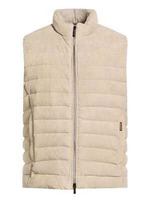 MOORER Suede Down Vest - Light Grey