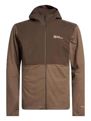 JACK WOLFSKIN Two-tone Hooded Athletic Jacket - Brown