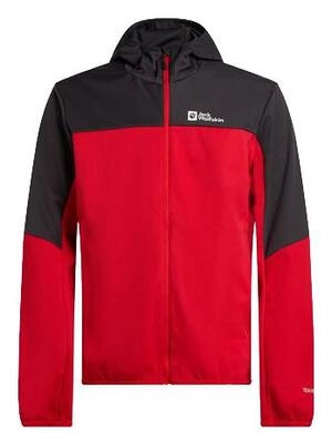 JACK WOLFSKIN Two-tone Hooded Windbreaker Jacket - Red