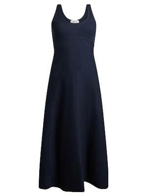 Dorothee Schumacher Midi Dress In Ribbed Cotton And Elastane - Blue