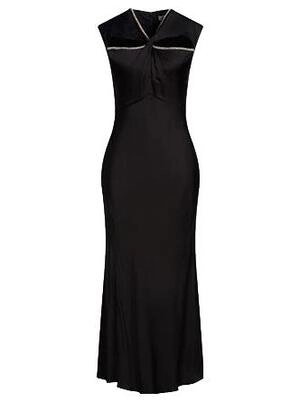 Sandro Viscose Maxi Dress With Appliqués And Crystals - Black