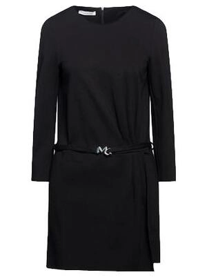 MANILA GRACE Long Sleeve Crewneck Mini Dress With Belt - Black