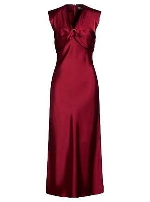 Sandro Maxi Dress In Burgundy Polyester - Red