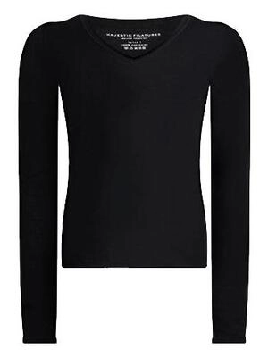 Majestic Filatures Cashmere V-neck Long Sleeve Sweater - Black