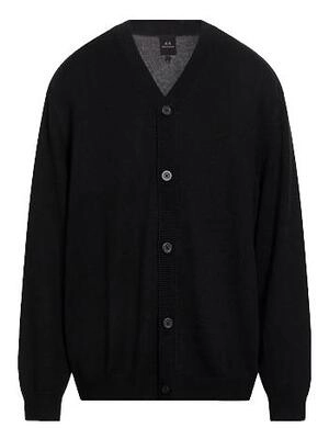 Armani Exchange Cardigan In Cotton, Acrylic, And Virgin Wool - Black