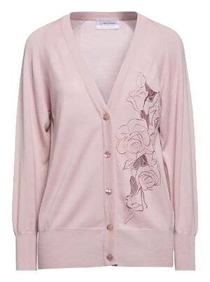 ANNA MOLINARI Wool Cardigan With Floral Embroidery - Pink