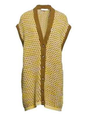 MANILA GRACE Sleeveless V-neck Cardigan - Yellow
