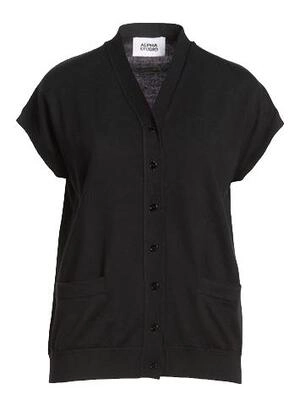 Alpha Studio Merino Wool Cardigan - Black