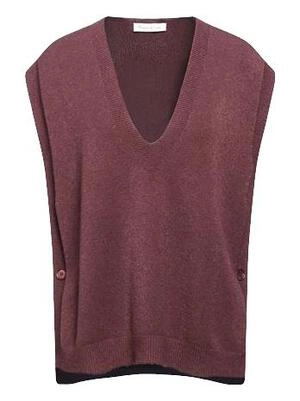 MANILA GRACE MANILA GRACE Sleeveless V-Neck Sweater Plum
