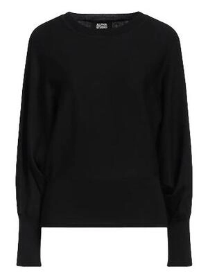 Alpha Studio Merino Wool Crewneck Sweater - Black