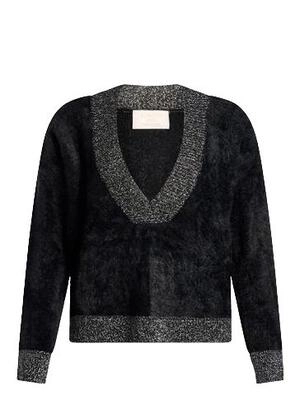 KAOS V-neck Sweater With Metallic Trim - Black