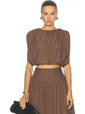 NICHOLAS Nadira Cropped Bubble Top - Chocolate