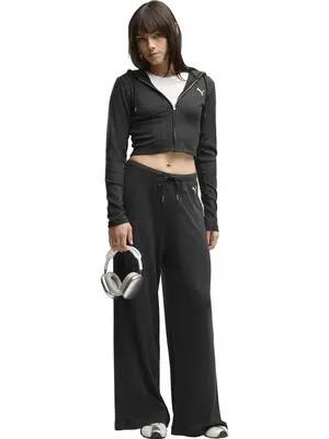 PUMA Essentials Ribbed Wide Leg Pants - Black
