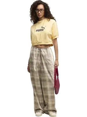 PUMA T7 Relaxed Tartan Twill Pants - Beige