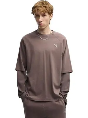PUMA Puma Select Essentials Double Layer Long Sleeve T-Shirt Brown