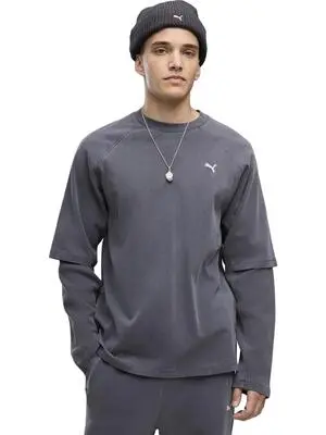 PUMA Puma Select Essentials Double Layer Long Sleeve T-Shirt Gray