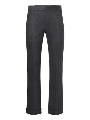 TOM FORD Herringbone Wool Straight Pants - Grey