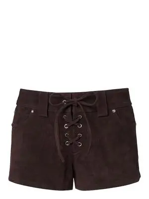 Staud Geo Suede Shorts - Brown