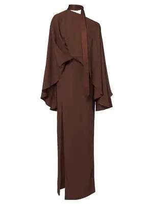 TALLER MARMO Taller Marmo Brooks Cape Effect Maxi Dress Brown