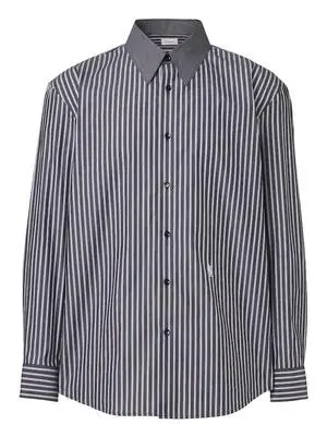 Saint Laurent Striped Cotton Poplin Shirt - Grey