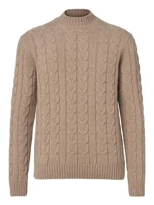 SLOWEAR Cable-knit Virgin Wool Sweater - Brown