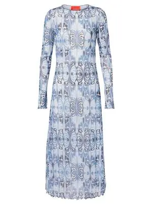 La DoubleJ Slinky Swing Printed Midi Dress - Blue