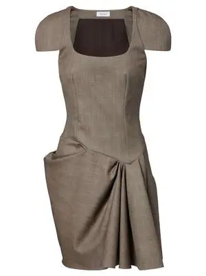 Alexander McQueen Draped Gathered Minidress - Grey