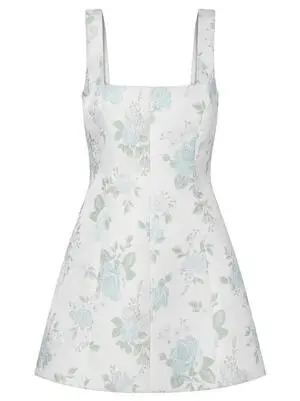 MARKARIAN Floral Lamé Brocade Mini Dress - Blue