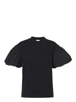 PATOU Puff-sleeve Cotton Jersey T-shirt - Black