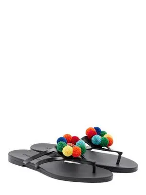 Dolce & Gabbana Embellished Thong Sandals - Black