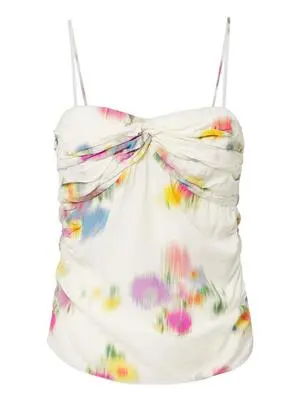 MARANT ETOILE Gathered Floral Satin Top - Multicoloured