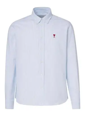 AMI Paris De C?ur Striped Cotton Shirt - Blue