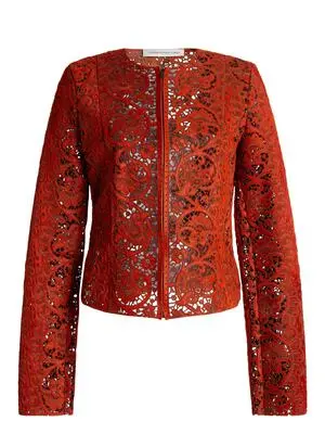 Christopher Esber Venise Lasercut Leather Jacket - Red