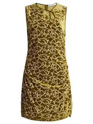 Christopher Esber Embroidered Silk Velvet Loophole Mini Dress - Green