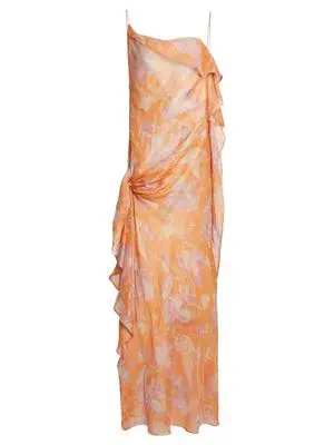 Christopher Esber Cusco Draped Cami Linen-silk Maxi Dress - Orange