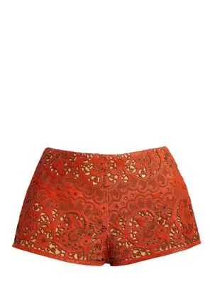 CHRISTOPHER ESBER Christopher Esber Venise Lasercut Leather-Silk Shorts
