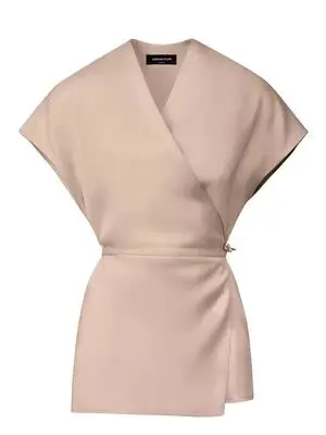 Fabiana Filippi Beige Wrap Style Belted Top - Neutrals