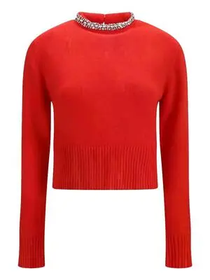 Pinko Berlino Crystal Embellished Sweater - Red