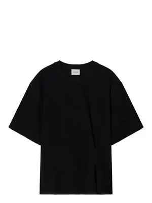 Closed Ribbed Draped T-shirt - Black
