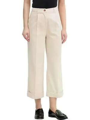 BENETTON Pleated Turn-up Trousers - Neutrals