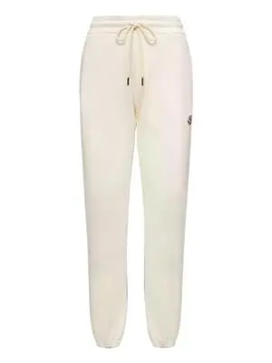 Moncler White Cotton Track Pants With Logo Patch - Neutrals