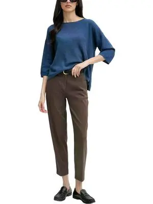 BENETTON Cropped Tapered Trousers - Brown