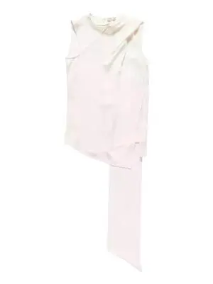 Acne Studios Sleeveless Silk Blouse With Layered Scarf - Neutrals